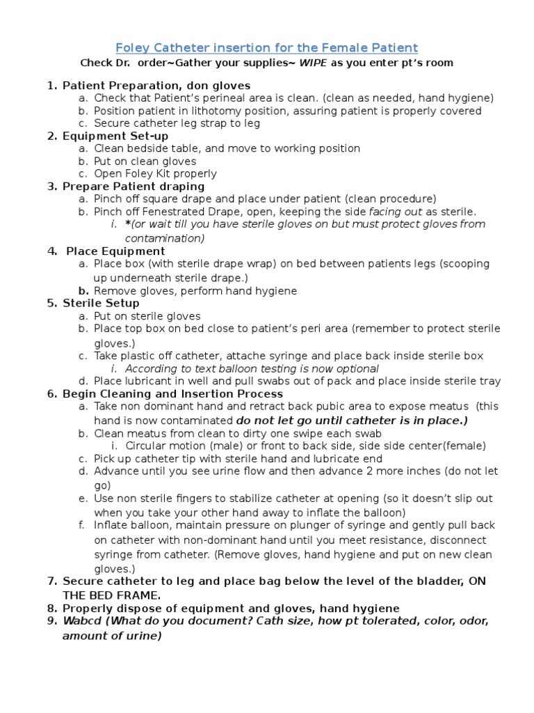 Female Foley Catheter Insertion Guide | PDF