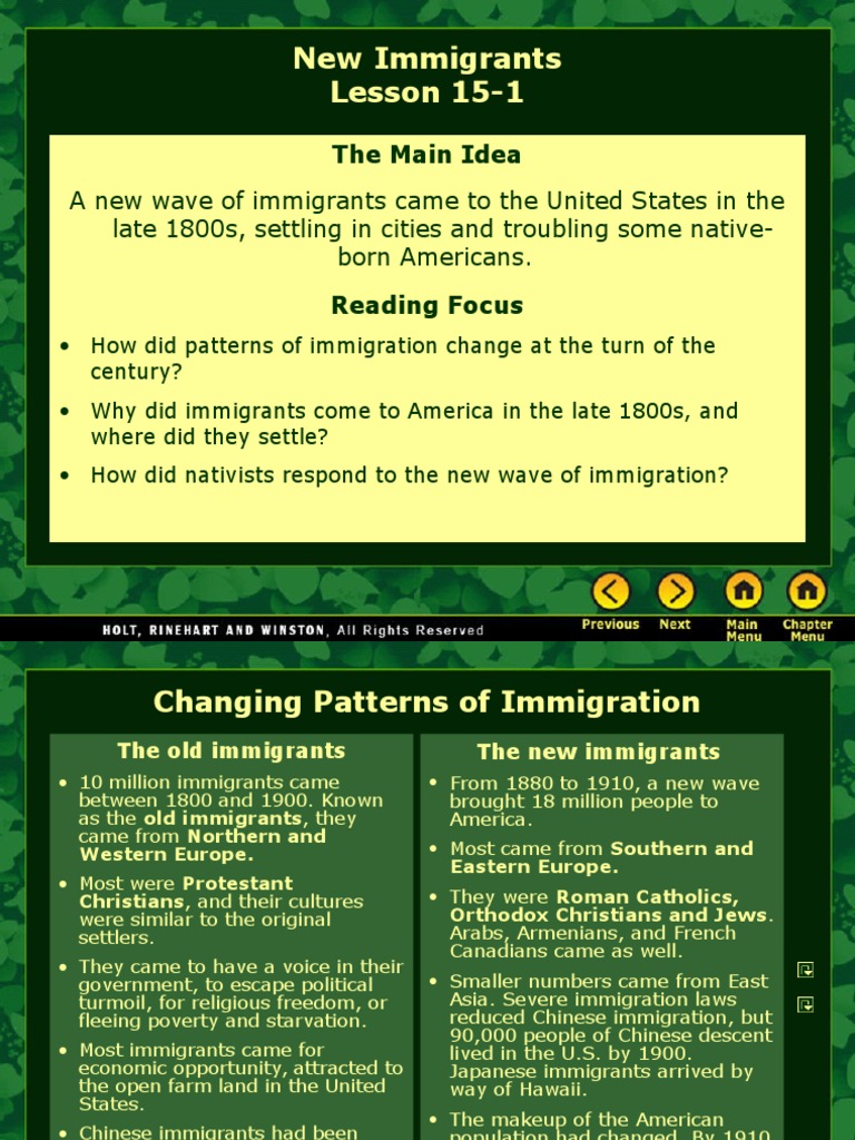 New Immigrants Lesson 15-1 | PDF | Nativism (Politics) | Immigration