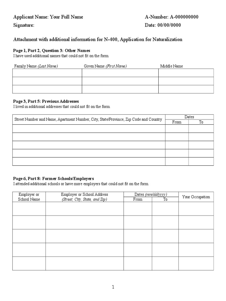 N 400 Attachment Template (1) | Marriage | Arrest