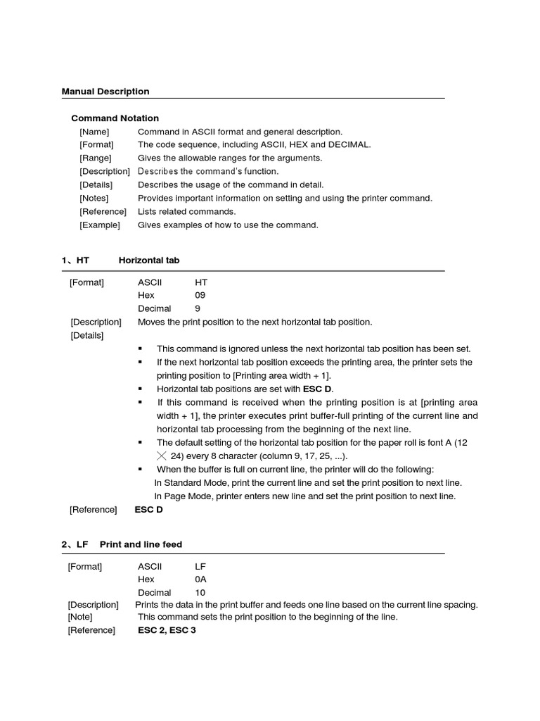 Thermal Printer Command Guide | PDF | Ascii | Printer (Computing)
