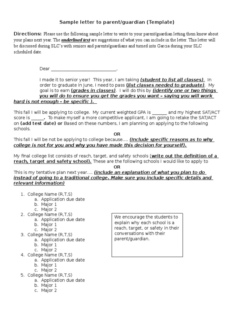 Sample Letter To Parents and Guardians | PDF