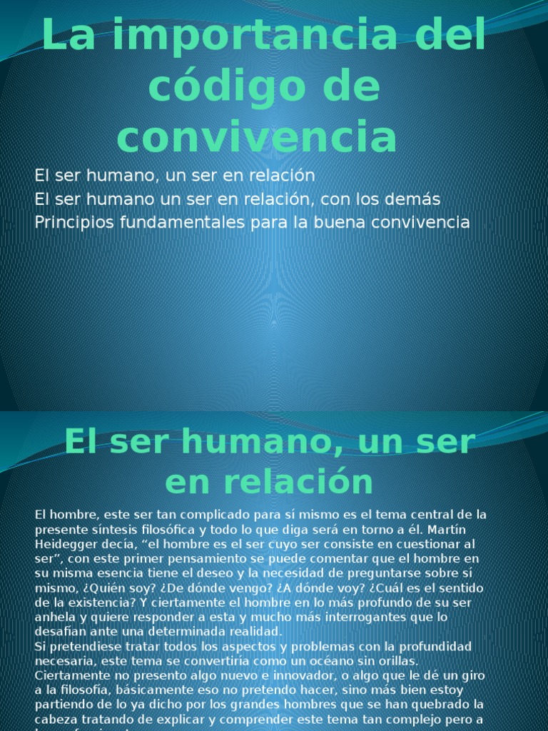 La Importancia Del Código De Convivencia Pdf Homo Sapiens Existencia