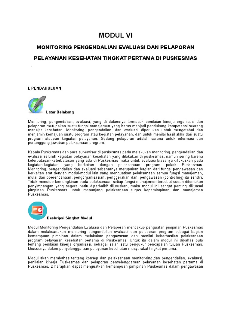 MODUL Monitoring Dan Evaluasi Program | PDF