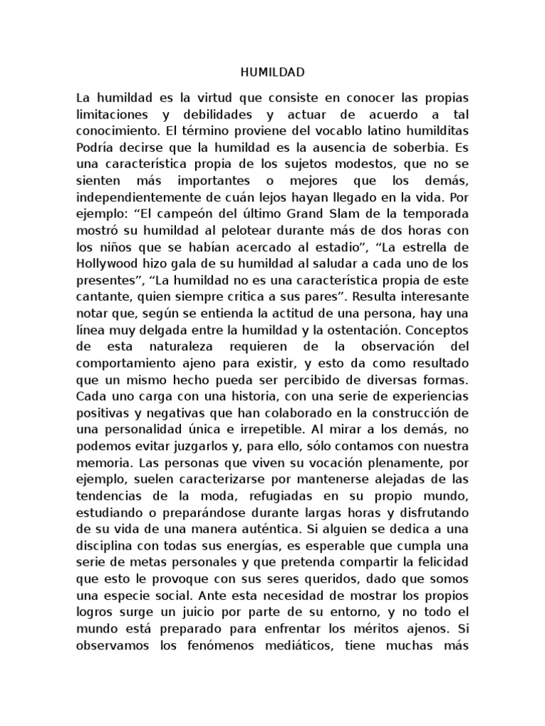La Humildad Es La Virtud Que Consiste en Conocer Las Propias ...