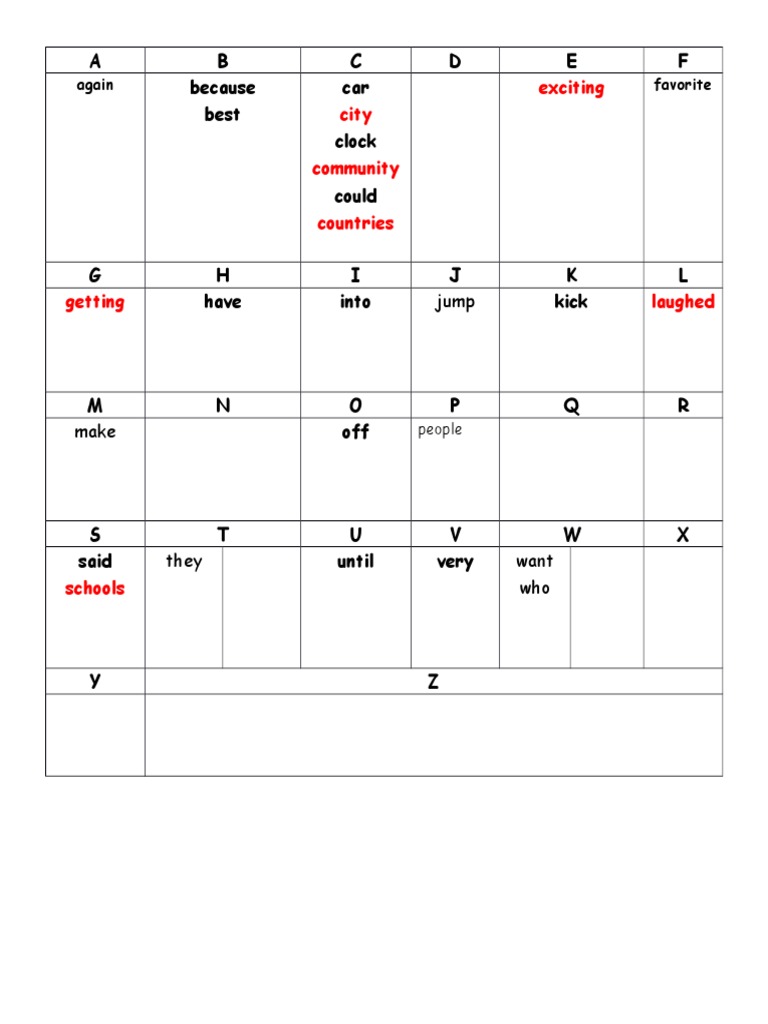Word Wall Words | PDF