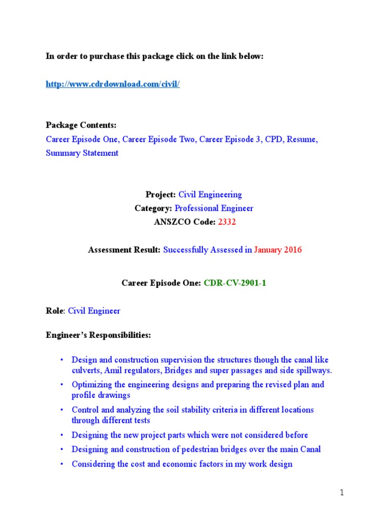 Civil CDR Sample 2901 | PDF | Project Management | Engineer