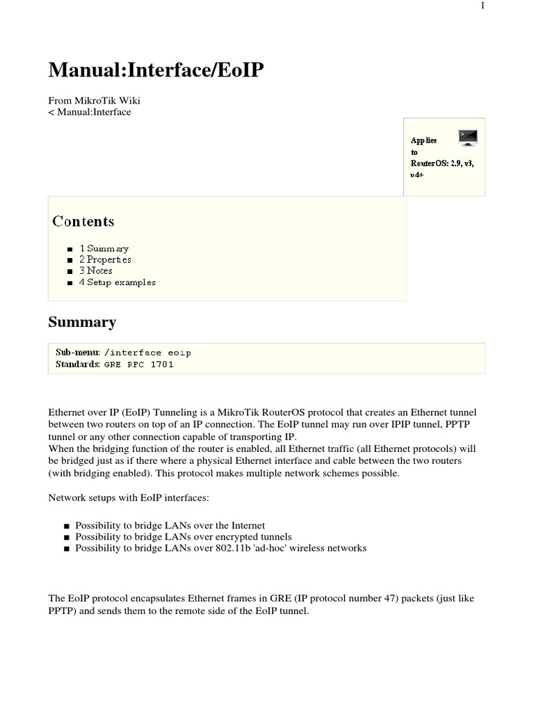 Manual Interface EoIP | PDF | Router (Computing) | Ethernet