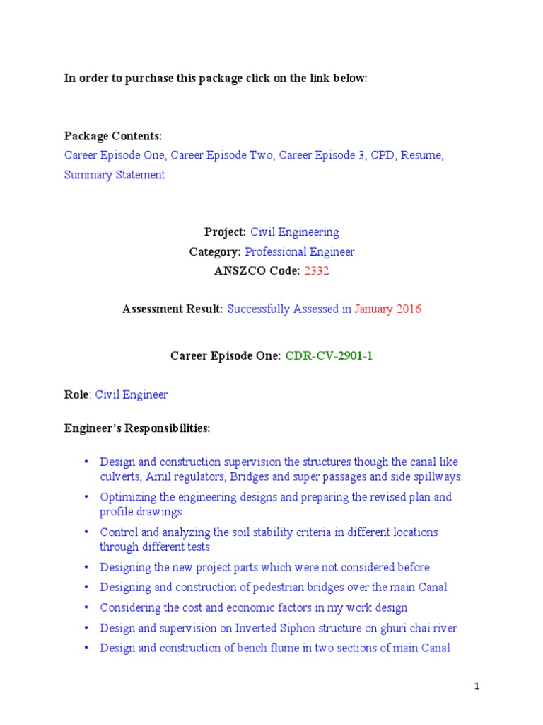 Civil CDR Sample 2901 | PDF | Project Management | Engineer