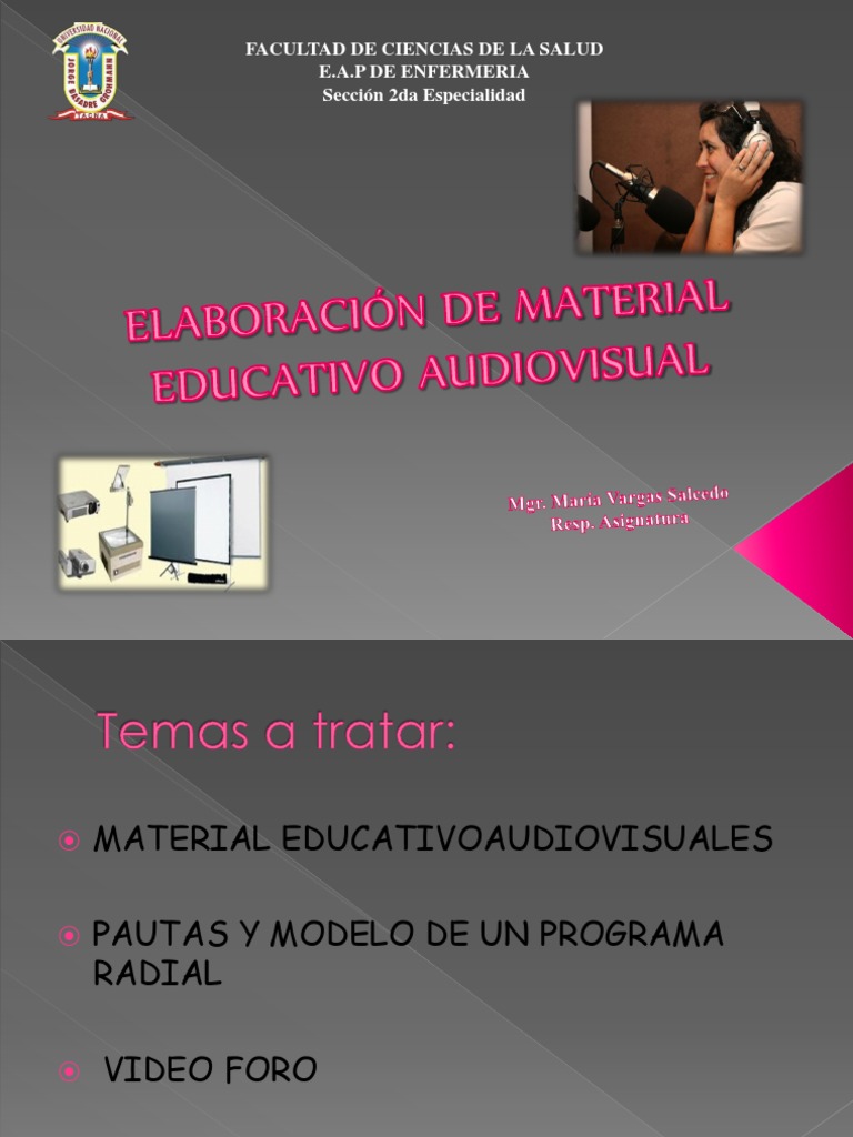 Elaboracion de Material Educativo Audiovisual PDF | PDF | Radio | Foro de Internet
