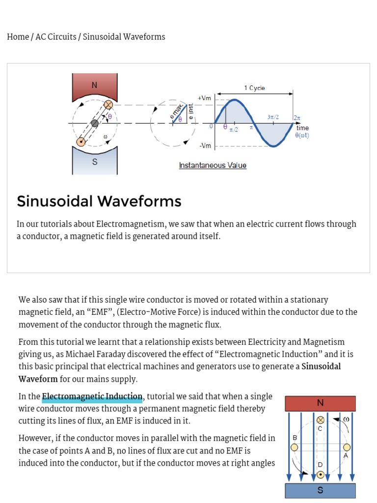 Sinusoidal Waveform or Sine Wave in an AC Circuit.pdf | Inductor ...