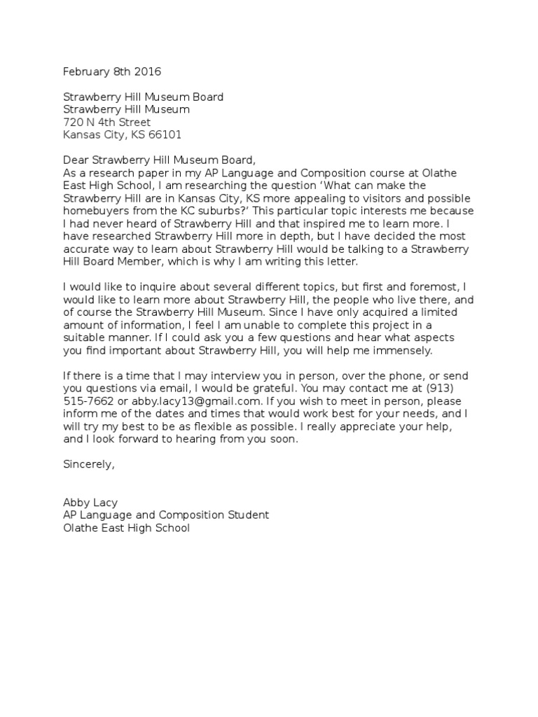 Reserach Project Letter-Quick | PDF