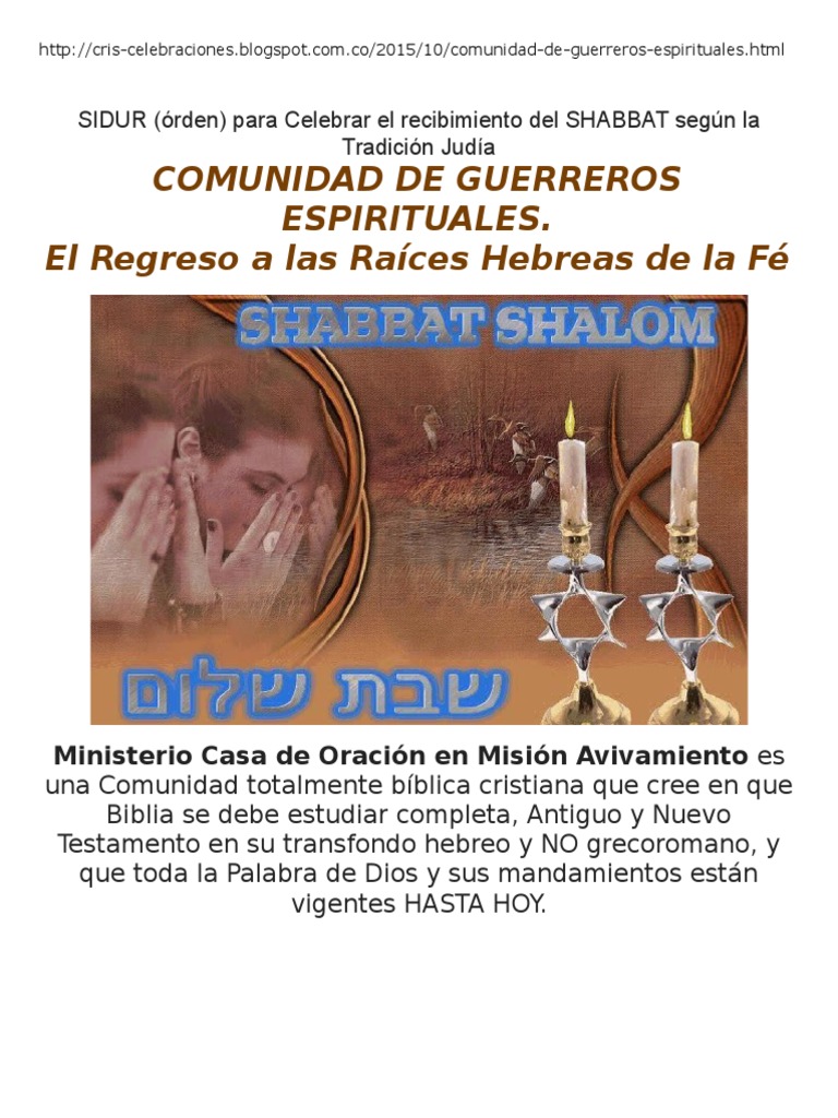 Celebración del Shabbat: Guía y Oraciones | PDF | Shema Israel | Shabat