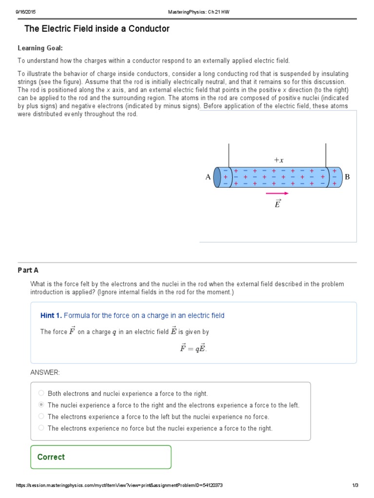 MasteringPhysics CH 21 HW 1 PDF | PDF