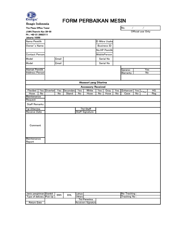 6.Formulir Perbaikan Mesin