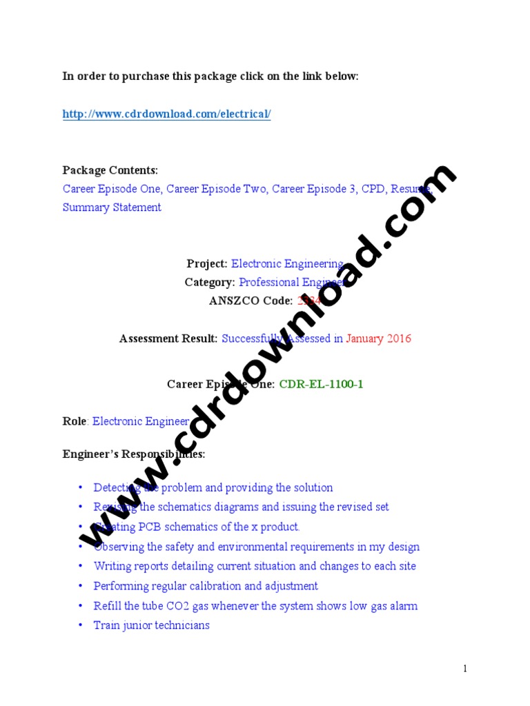 Electrical CDR Sample 1100 | PDF | Engineering | Electronic Engineering