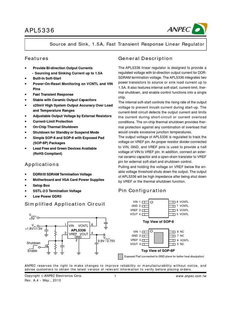Apl 5336 | PDF | Capacitor | Mosfet