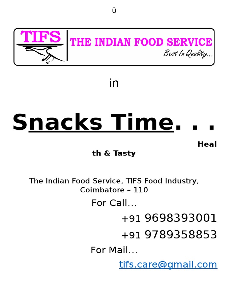 Snacks Time Menu List | PDF