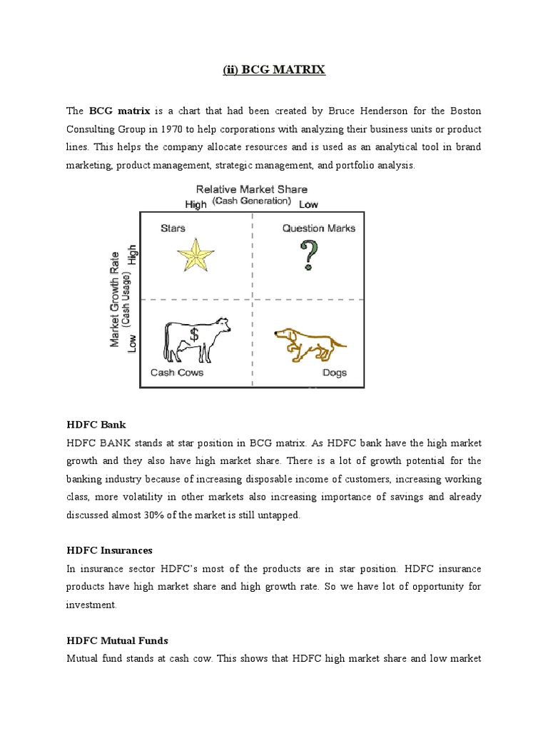 BCG Matrix of HDFC BANK | PDF | Market (Economics) | Investing