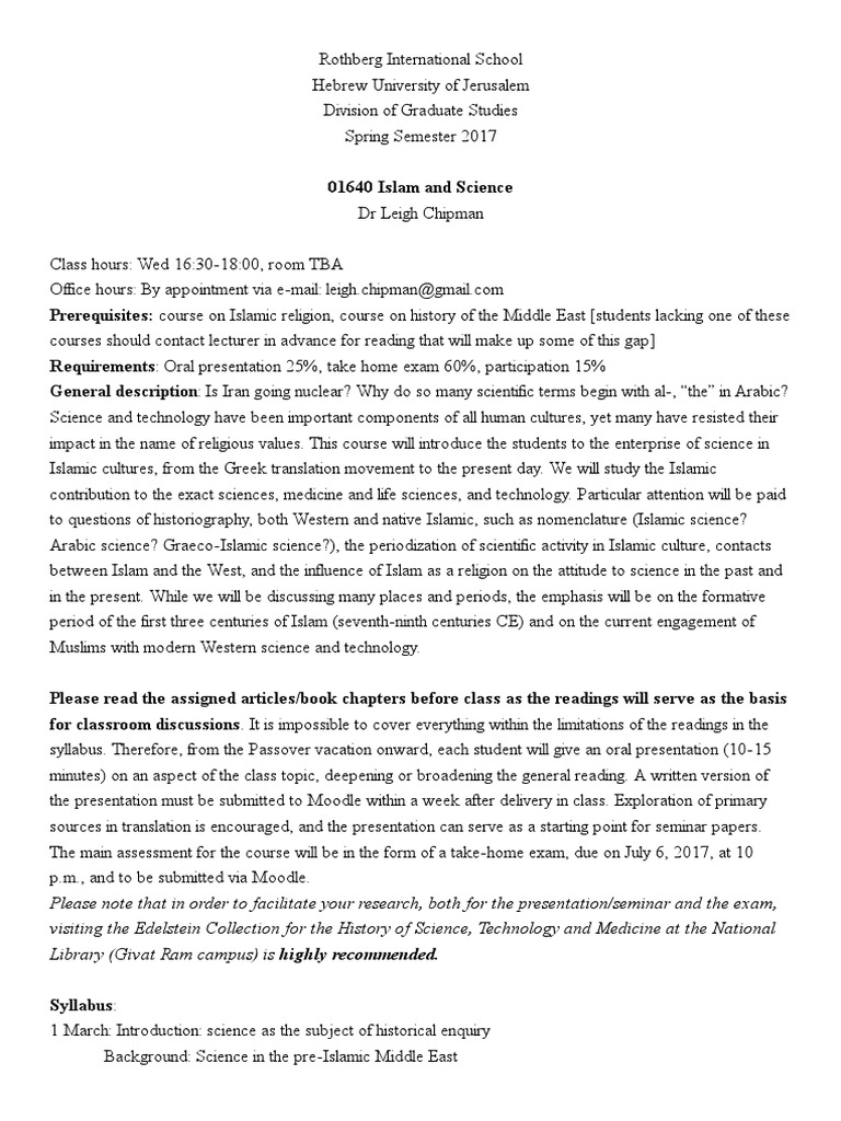 Islam and Science | PDF | Science | History Of Science