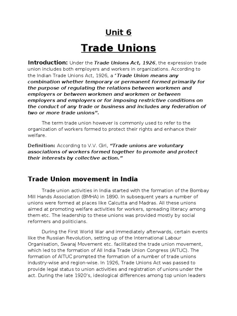 Trade Unions | PDF | Trade Union | Employment