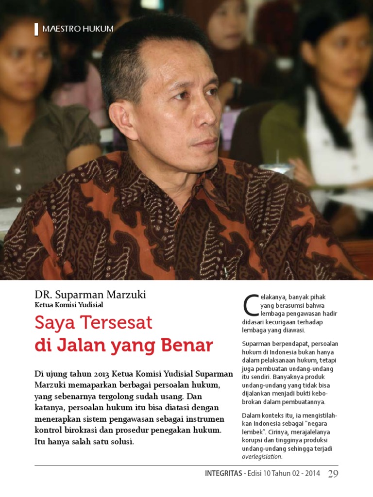 Tokoh INTEGRITAS: DR. Suparman Marzuki | PDF | Ilmu Sosial | Hukum