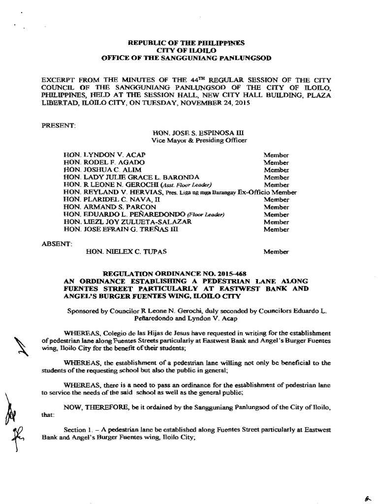 Iloilo City Regulation Ordinance 2015-468 | PDF | Philippines | Local Government