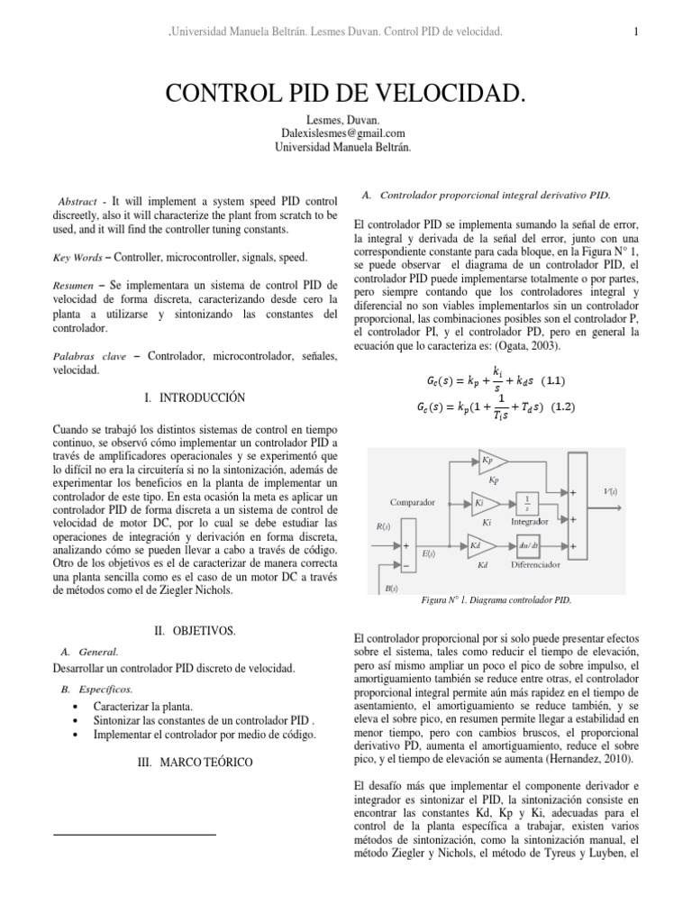Control PID de Velocidad Discreto | Descargar gratis PDF | Integral ...