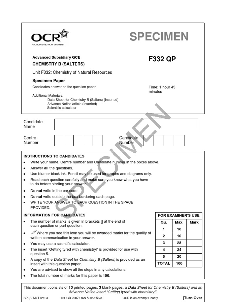 Ocrsalters Specimen Paper and MS f332 | PDF