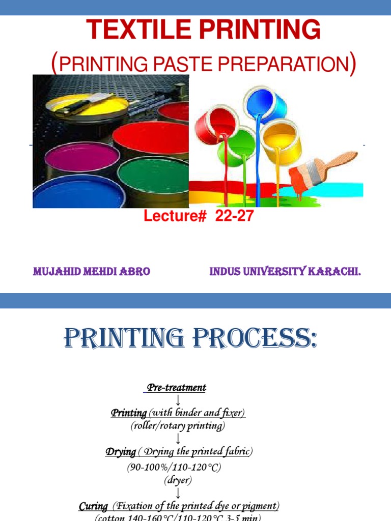 Printing Paste Preparation | PDF