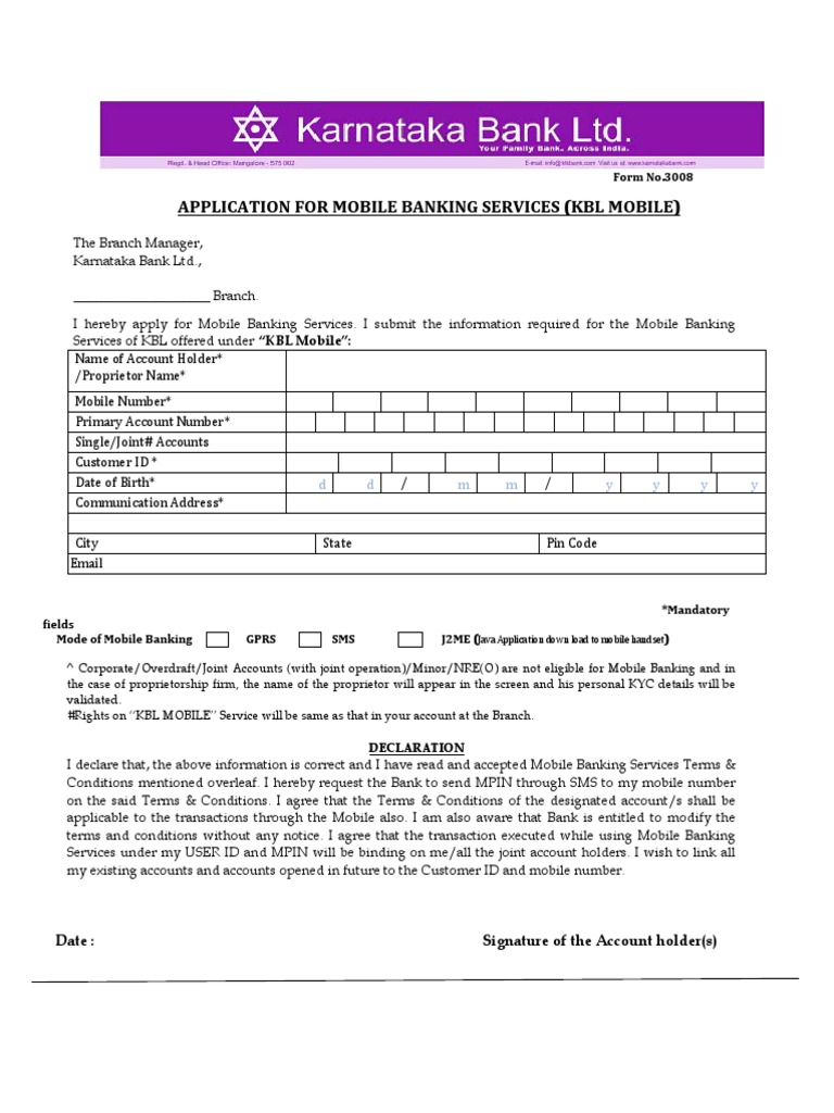 Karnataka Bank Mobile Banking Application | PDF | Indemnity | Banks