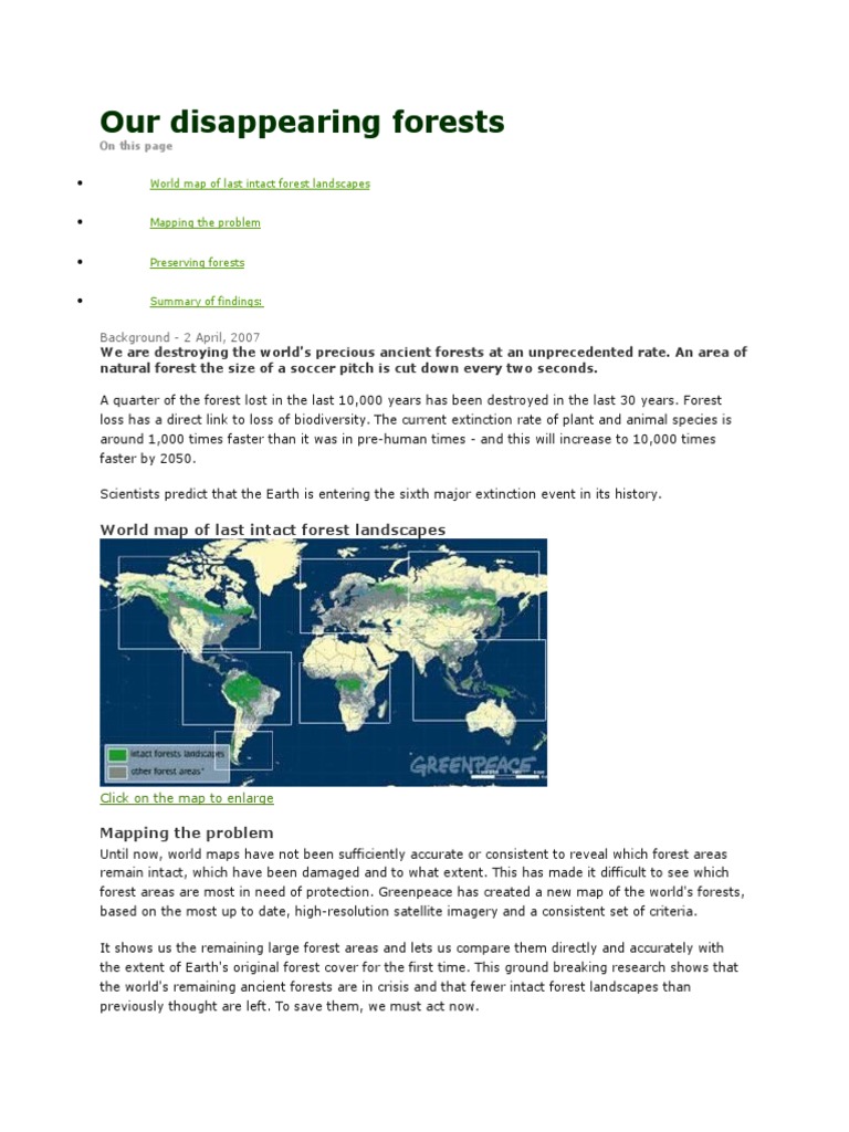 Our Disappearing Forests | PDF | Forests | Deforestation