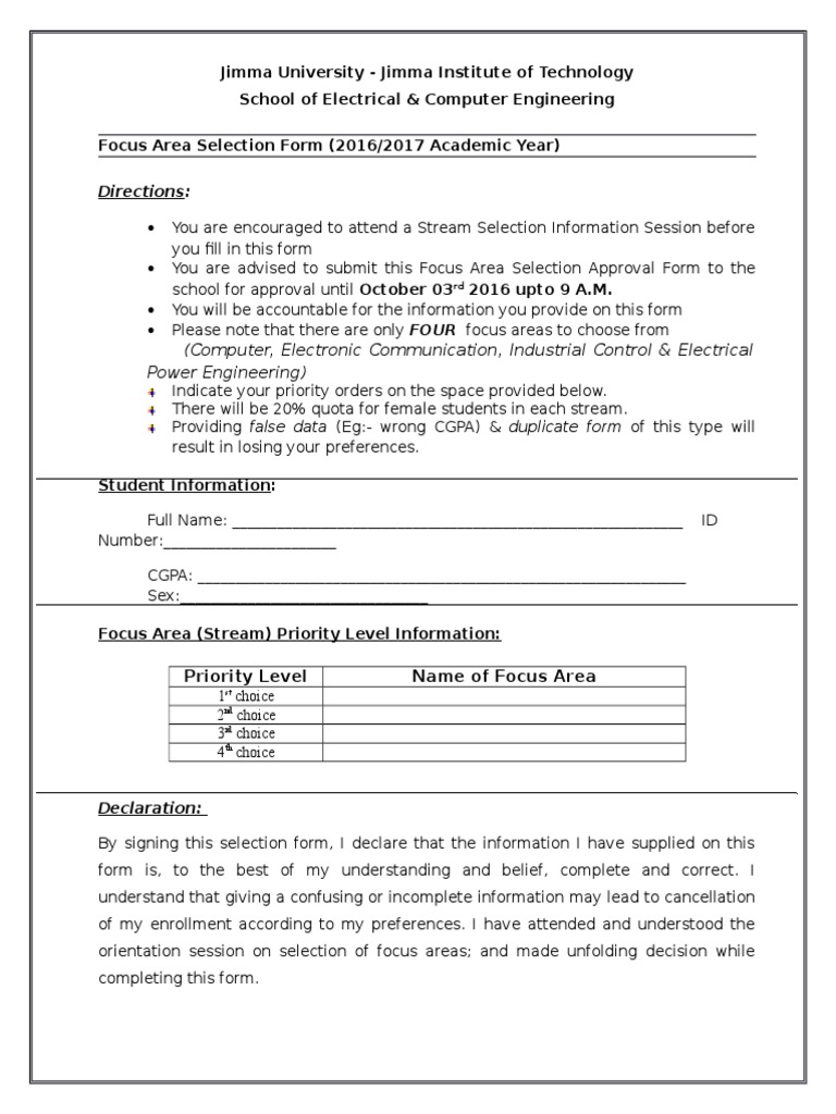 Class 11 Stream Selection Form Guide | PDF | Career & Growth