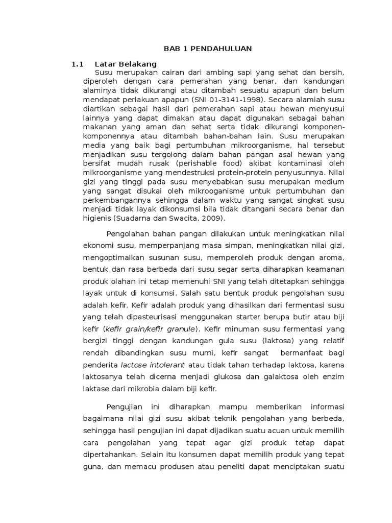 Mutu dan Kualitas Kefir SNI 7552-2009 | PDF