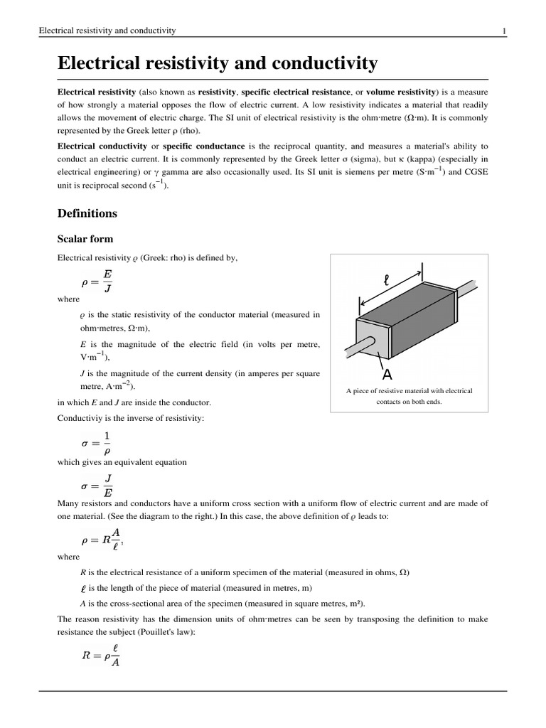 Electric Resistivity Conductivity Wiki | PDF | Electrical Resistivity ...