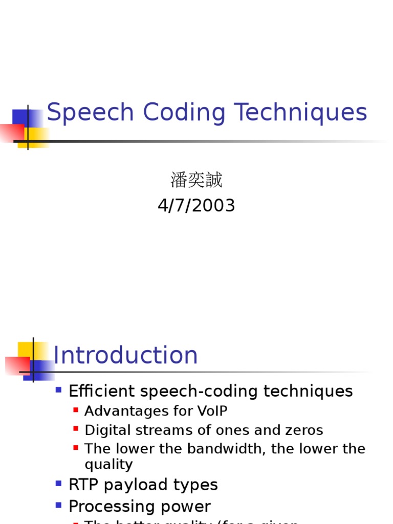 Speech Coding Techniques | PDF