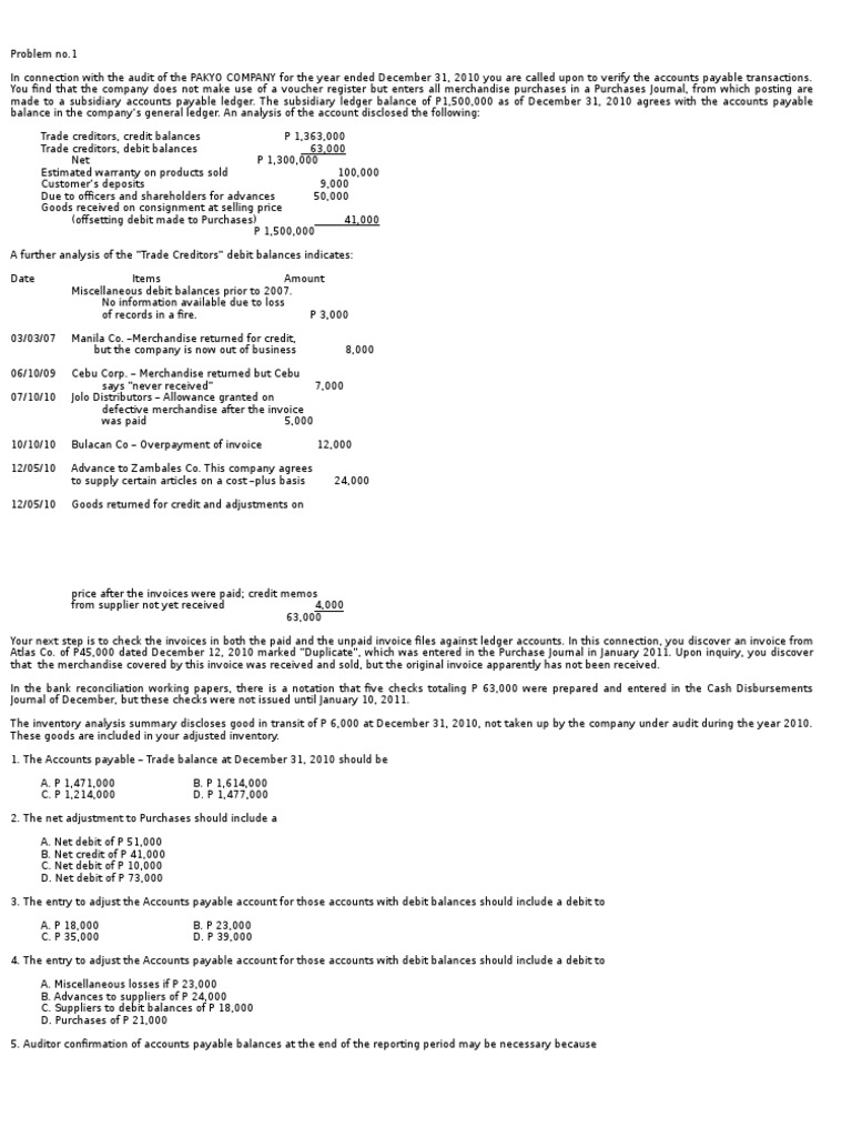 5.AUDITING Problem.docx | Accounts Payable | Debits And Credits