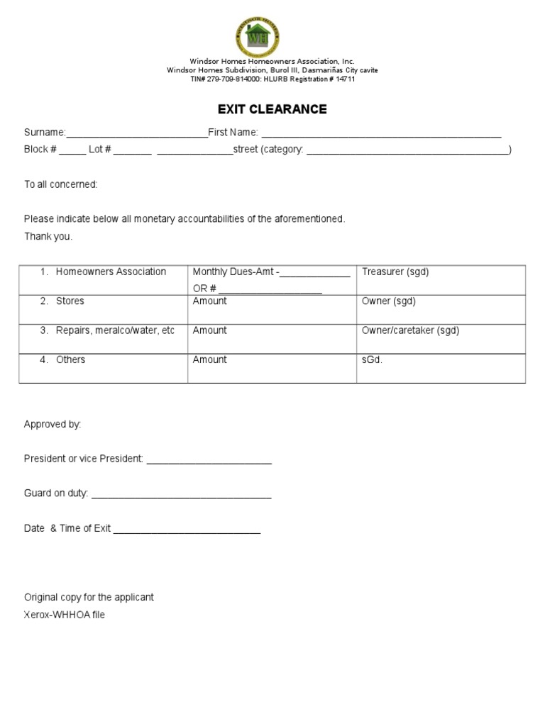 Exit Clearance | PDF