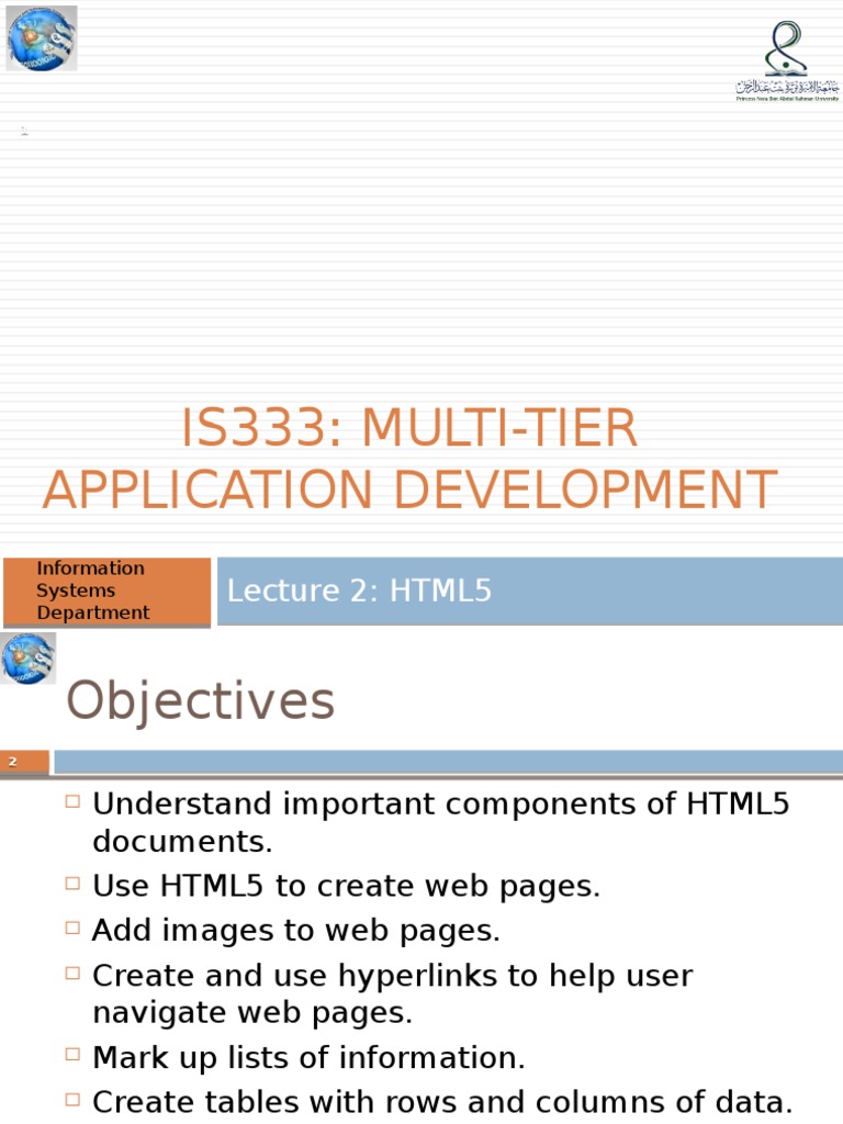 Lec2 - IS333 - HTML5 | Download Free PDF | Hyperlink | Html