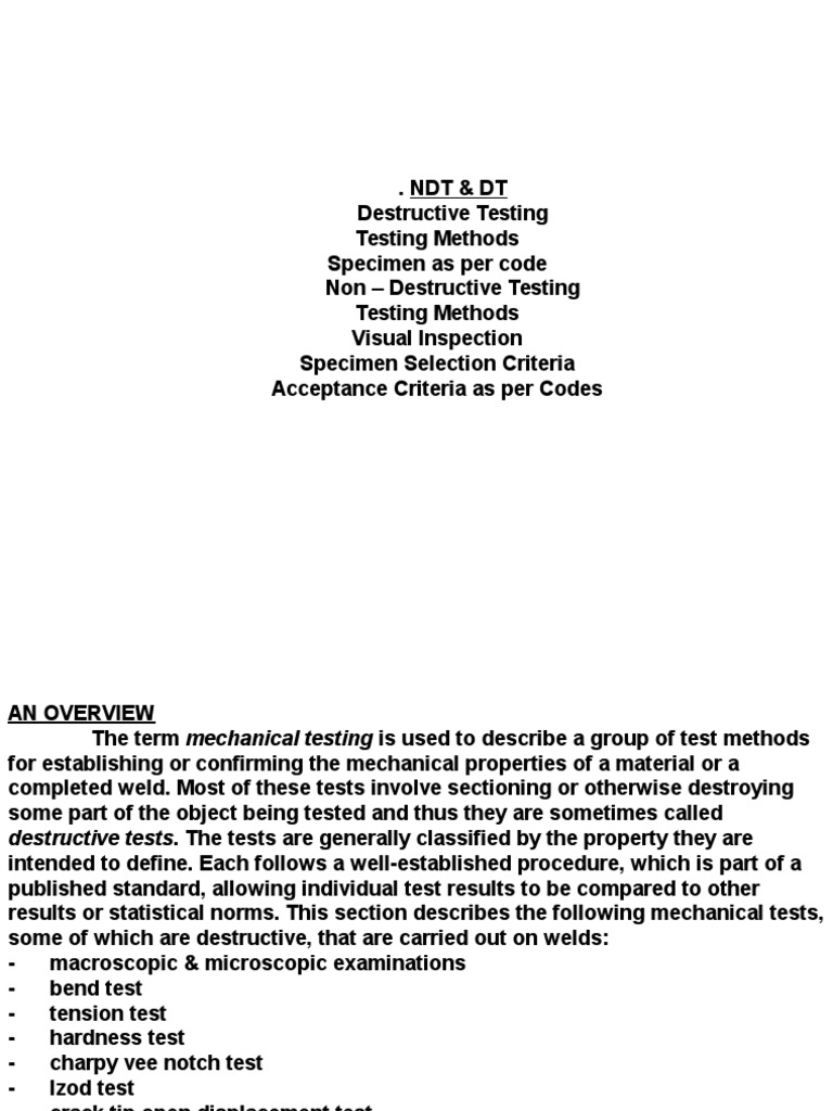 DT & NDT | PDF | Nondestructive Testing | Welding