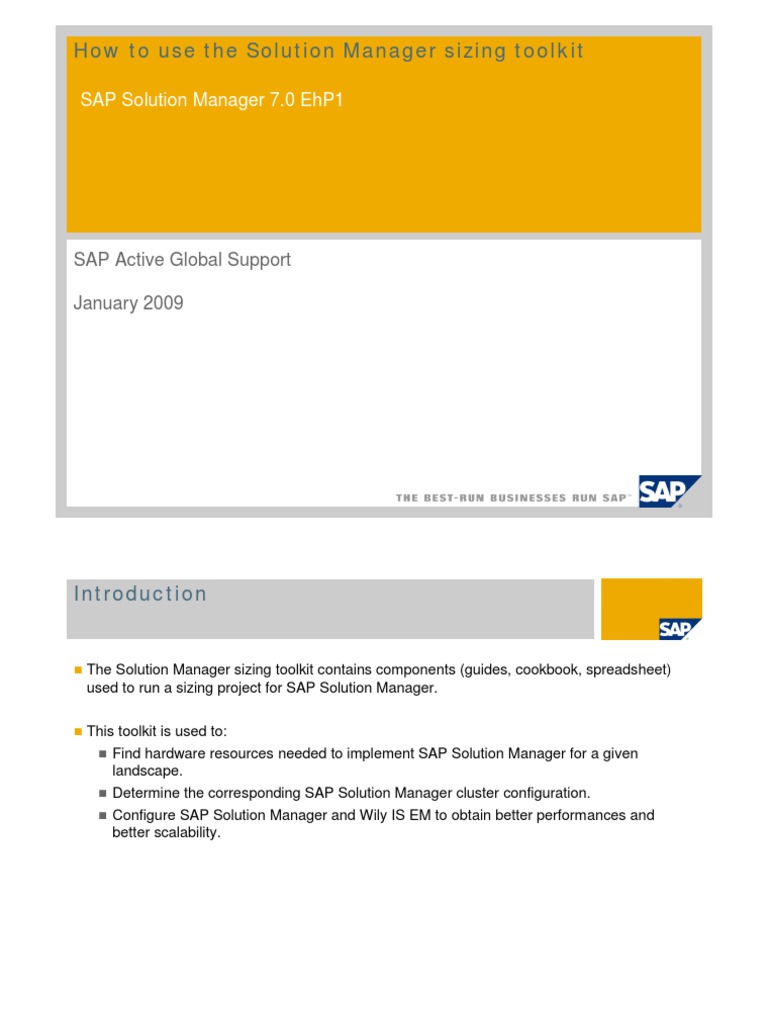 SAP SolMan Sizing ToolKit | PDF