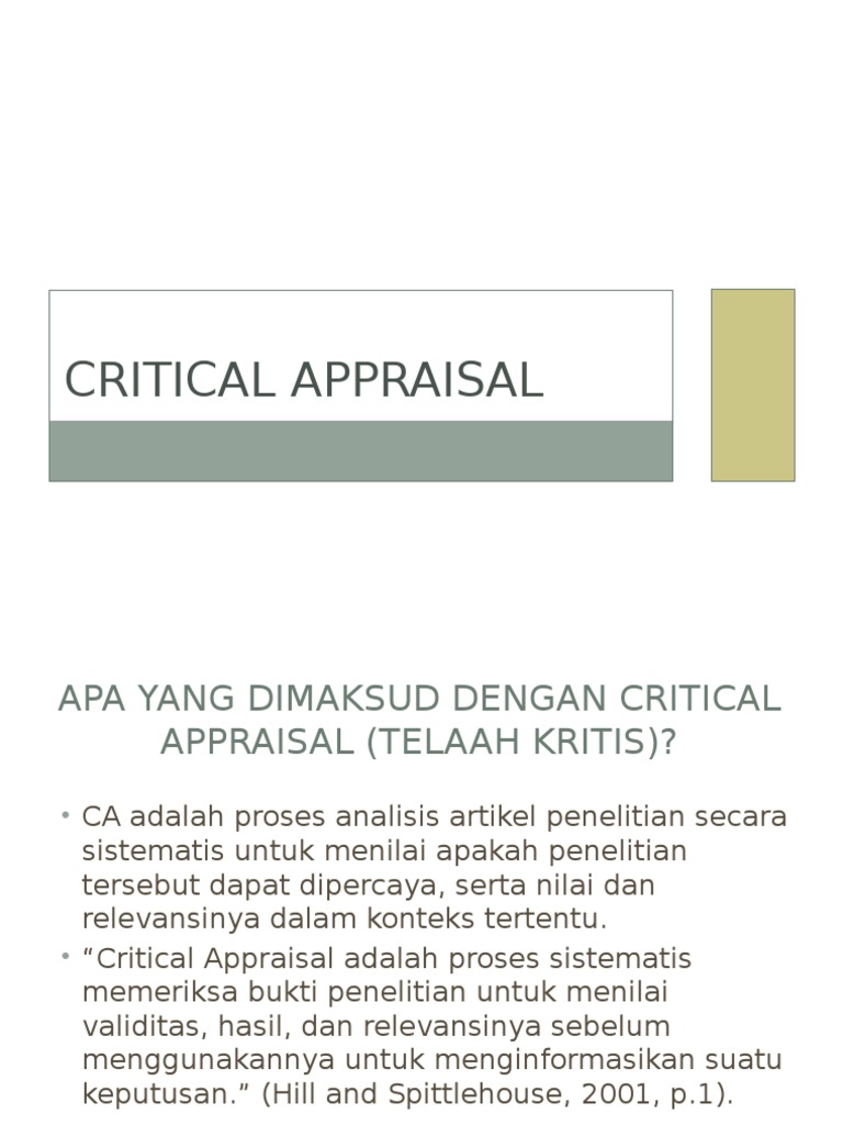 Critical Appraisal | PDF