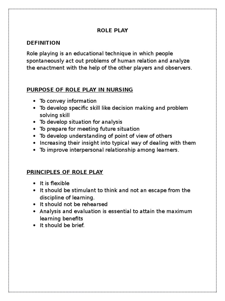 Role Play in Nursing Education: A Guide to Techniques and Benefits | PDF