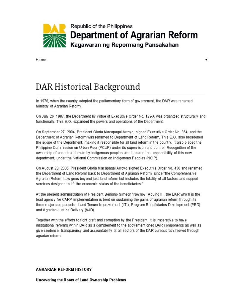 Agrarian Reform History | PDF | Leasehold Estate | Economies