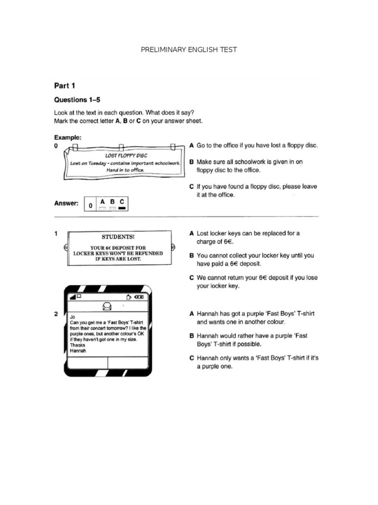 Preliminary English Test | PDF