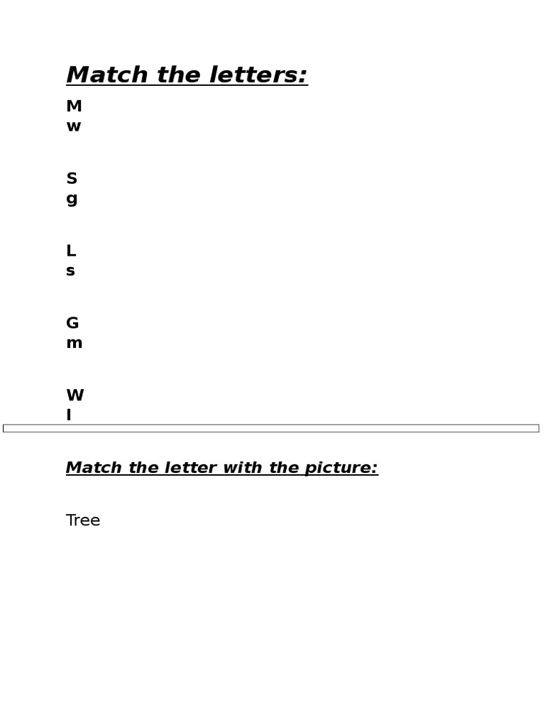 Match The Letters:: M W S G L S G M W L | PDF