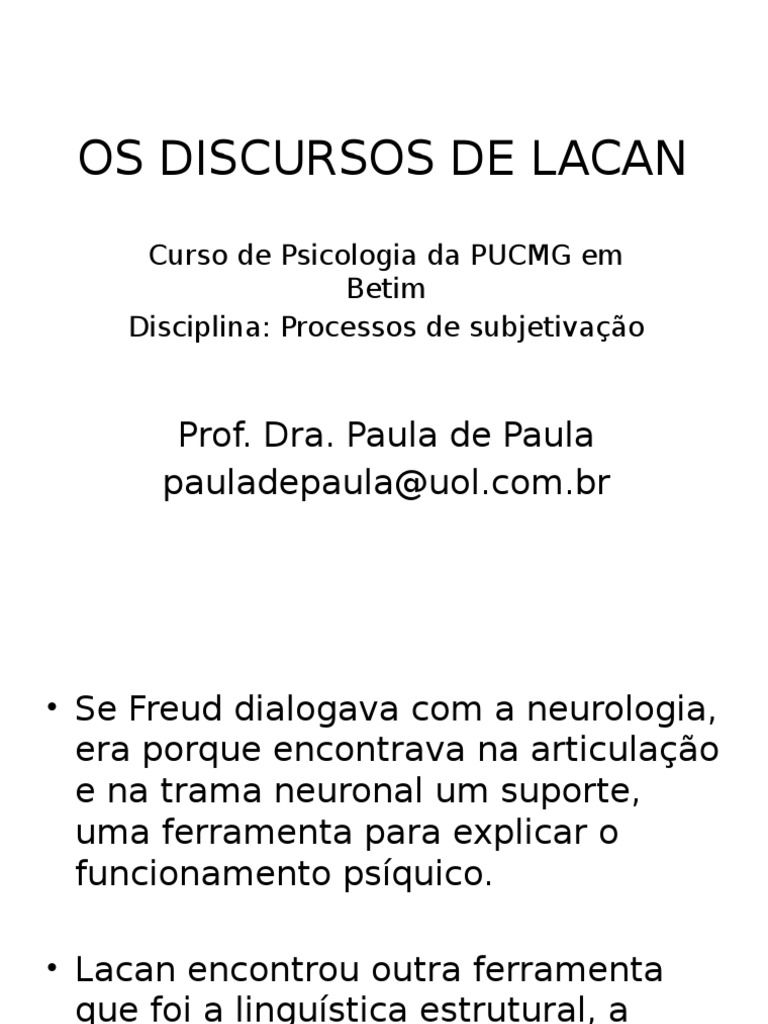 Quatro Discursos de Lacan e Sujeito Barrado | PDF | Jacques Lacan ...