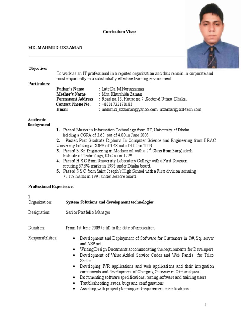 CV Mahmud | Download Free PDF | Programmer | Software Development