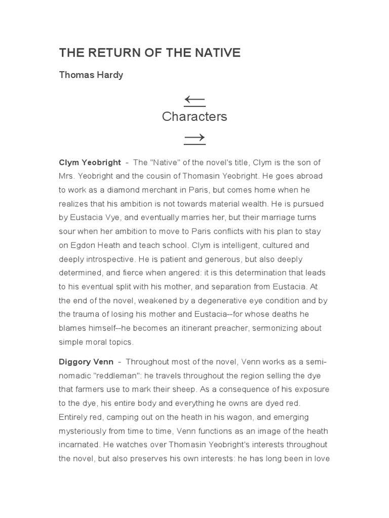 Characters in The Return of the Native | PDF
