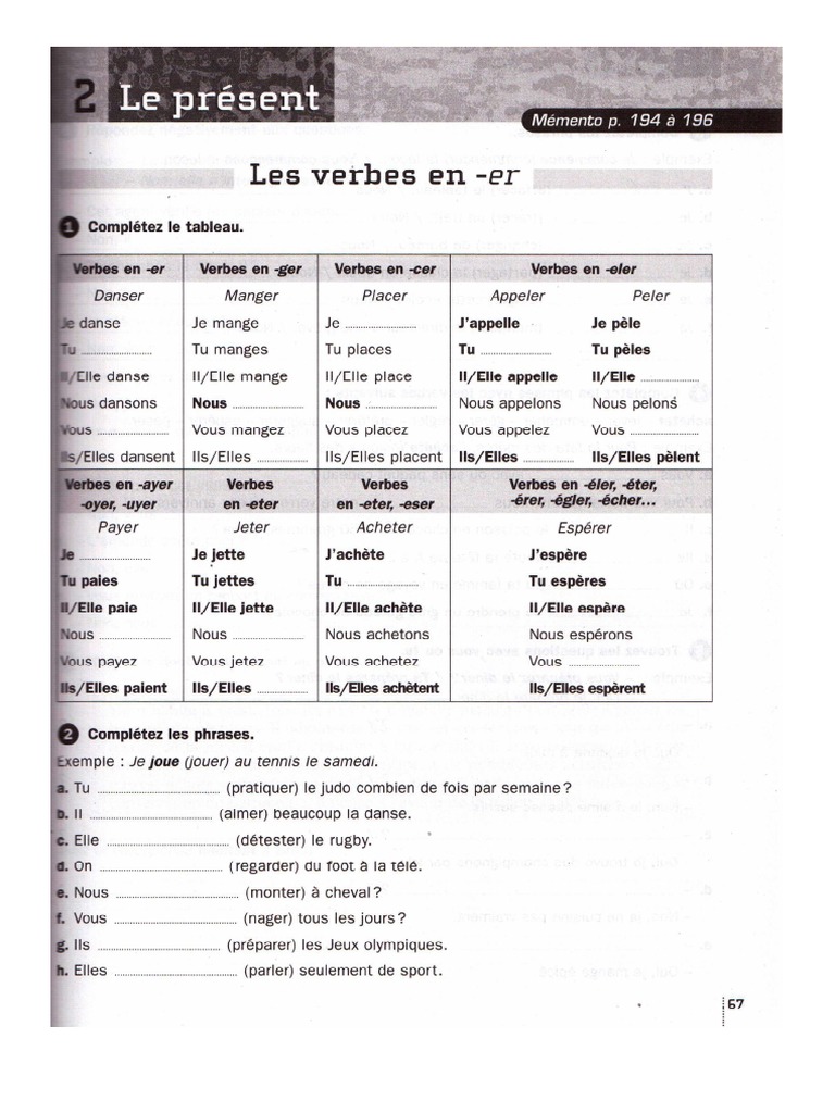 Le Présent de L'indicatif - Exercices | PDF