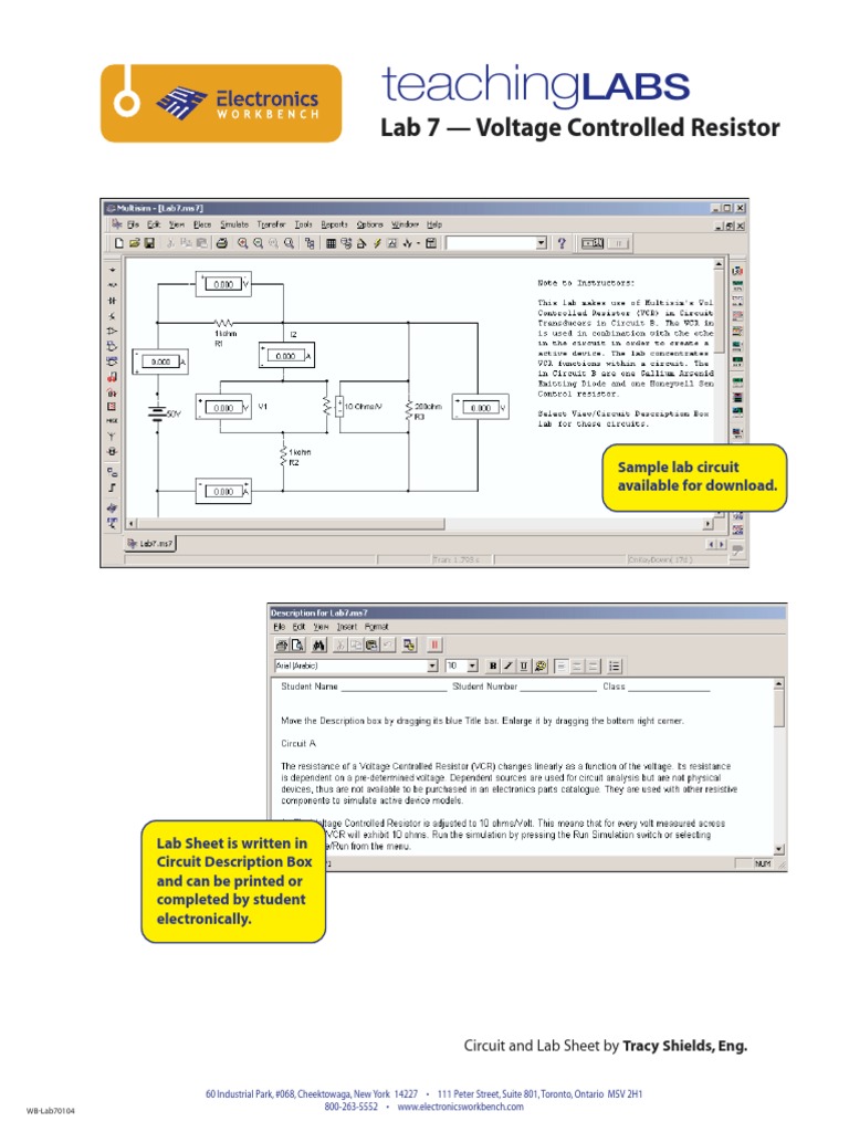 Teaching: Lab 7 - Voltage Controlled Resistor | PDF